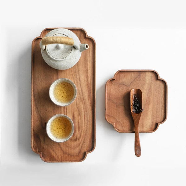 Creative Lace Black Walnut Solid Wood - Table Tea Pot Tray - NaturalGoodz